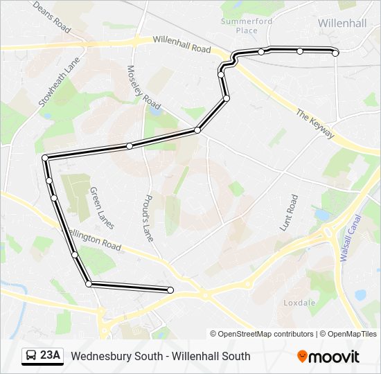 23A Route: Schedules, Stops & Maps - Bilston Bus Station (Updated)