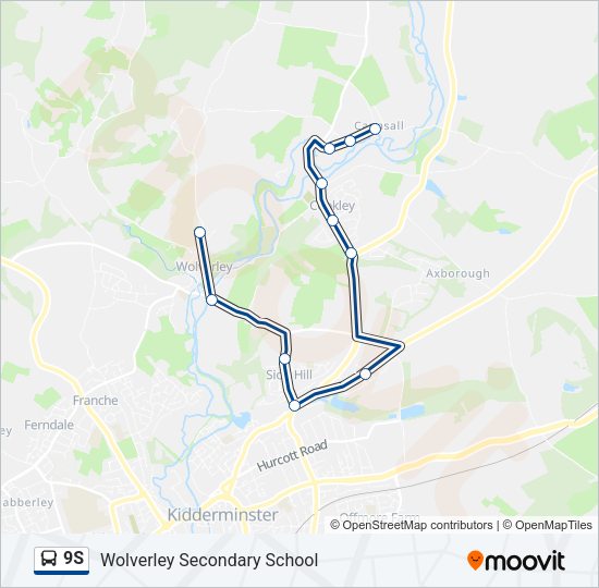 9S Route: Schedules, Stops & Maps - Wolverley Secondary School (Updated)