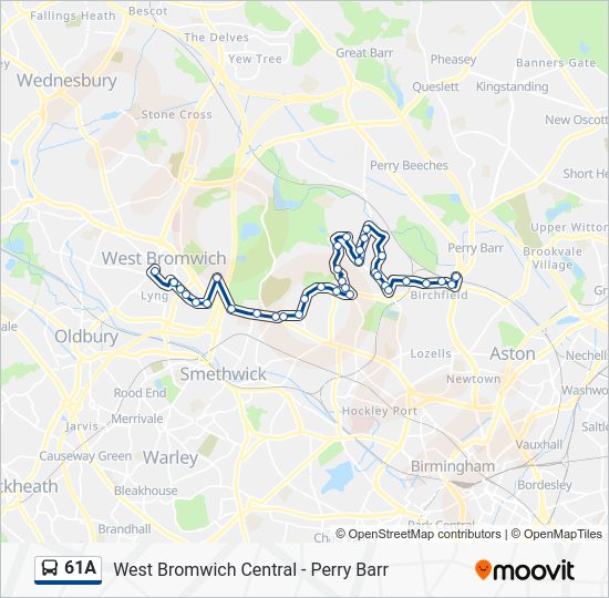 61A Route: Schedules, Stops & Maps - Perry Barr Railway Station (Updated)