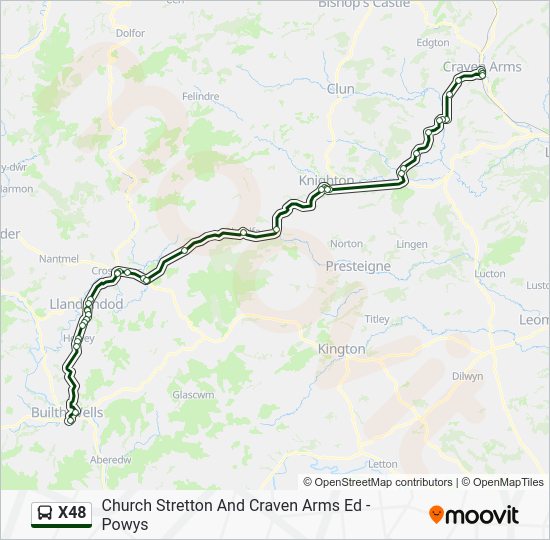 X48 Route: Schedules, Stops & Maps - Builth Wells, the Groe (Updated)