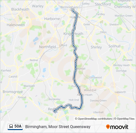 50A Route: Schedules, Stops & Maps - Birmingham, Moor Street Queensway ...