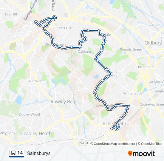 14 Route: Schedules, Stops & Maps - Sainsburys (Updated)