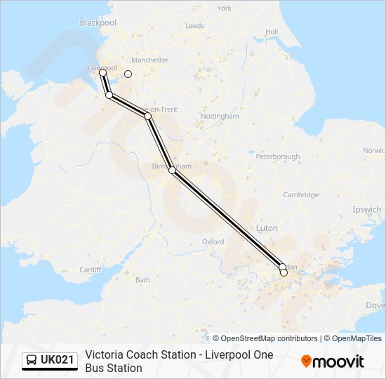 UK021 Route: Schedules, Stops & Maps - Victoria Coach Station ...