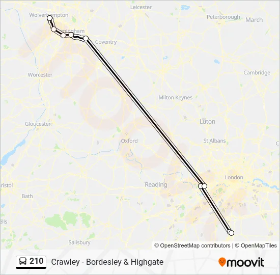210 Route: Schedules, Stops & Maps - Gatwick Airport - Wolverhampton ...