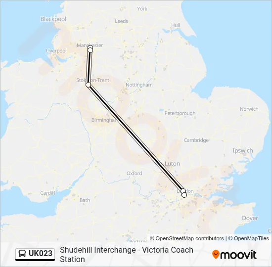 UK023 Route: Schedules, Stops & Maps - Shudehill Interchange - Victoria ...