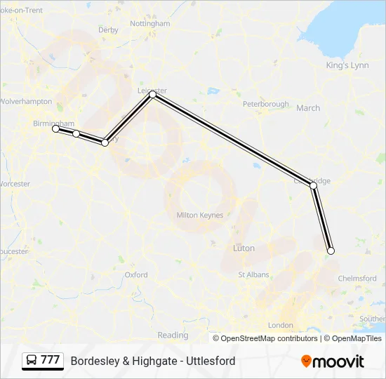 777 Route: Schedules, Stops & Maps - Digbeth, Birmingham - Stansted ...
