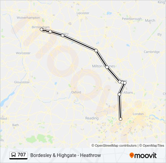 707 Route: Schedules, Stops & Maps - Heathrow Airport, London - Digbeth ...