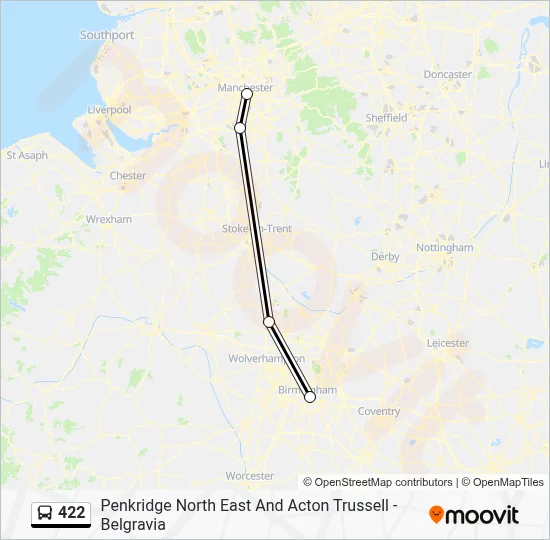 422 Route: Schedules, Stops & Maps - Digbeth, Birmingham - Manchester ...