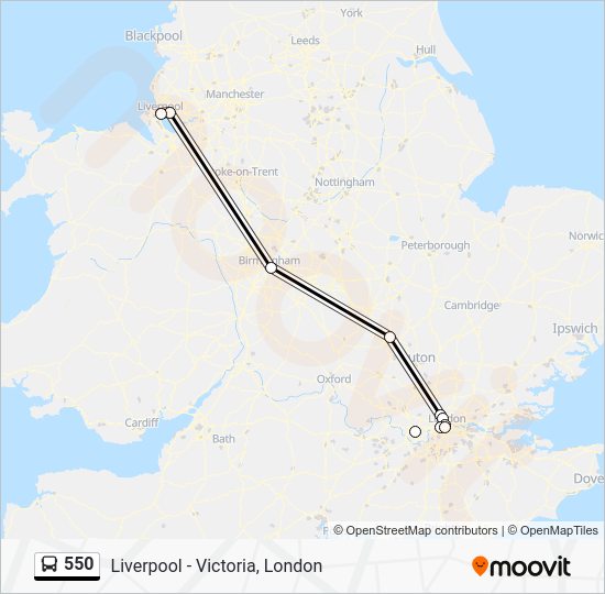 550 Route: Schedules, Stops & Maps - Liverpool - Victoria, London (Updated)