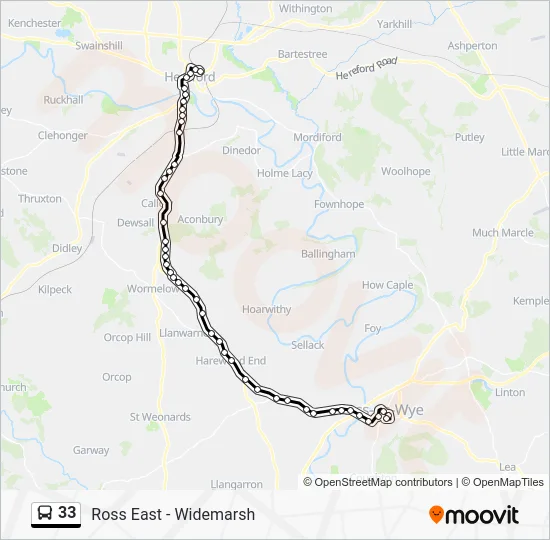33 Route: Schedules, Stops & Maps - Hereford Railway Station (Updated)