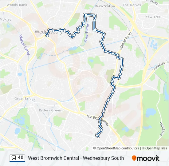 40 Route: Schedules, Stops & Maps - Wednesbury Bus Station (Updated)