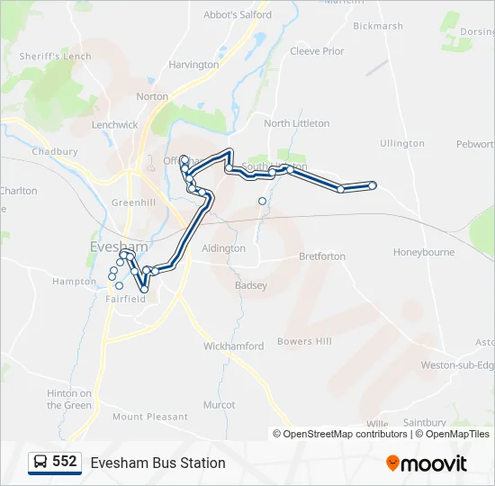 552 Route: Schedules, Stops & Maps - Evesham Bus Station (Updated)