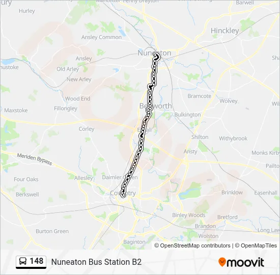 148 Route: Schedules, Stops & Maps - Nuneaton Bus Station B2 (Updated)