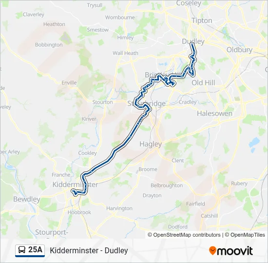 25A Route: Schedules, Stops & Maps - Kidderminster Bus Station (Updated)