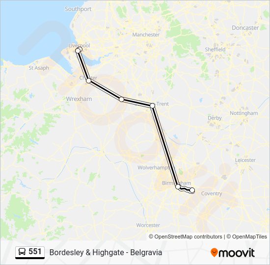 551 Route: Schedules, Stops & Maps - Birmingham Airport, Solihull ...