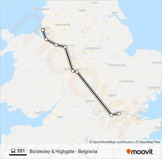 551 Route: Schedules, Stops & Maps - Liverpool - Victoria, London (Updated)