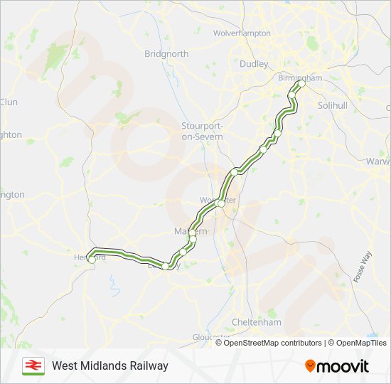 WEST MIDLANDS RAILWAY Route: Schedules, Stops & Maps - Hereford (Updated)