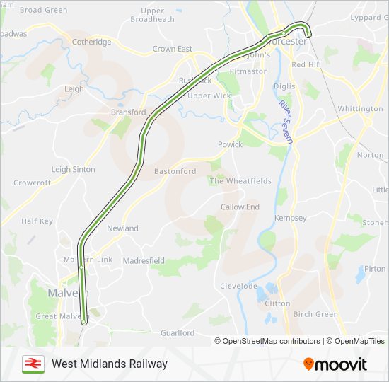 WEST MIDLANDS RAILWAY Route: Schedules, Stops & Maps - Worcester Shrub ...