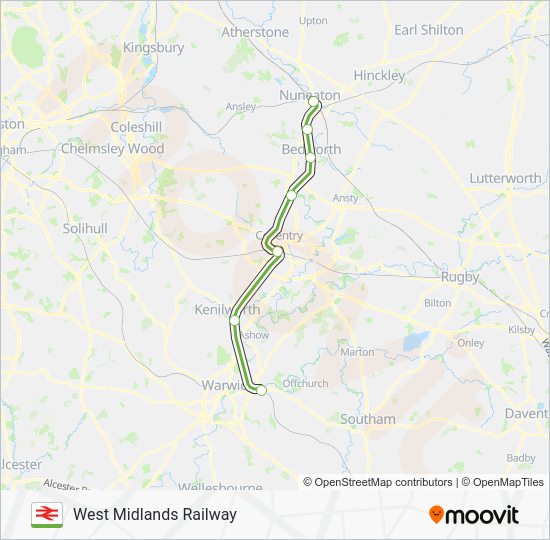 WEST MIDLANDS RAILWAY Route: Schedules, Stops & Maps - Nuneaton (Updated)