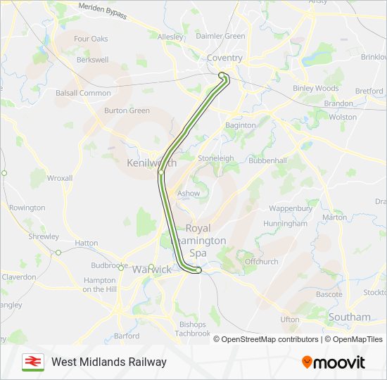 west midlands railway Route: Schedules, Stops & Maps - Leamington Spa ...