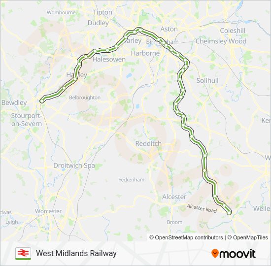 WEST MIDLANDS RAILWAY Route: Schedules, Stops & Maps - Kidderminster ...