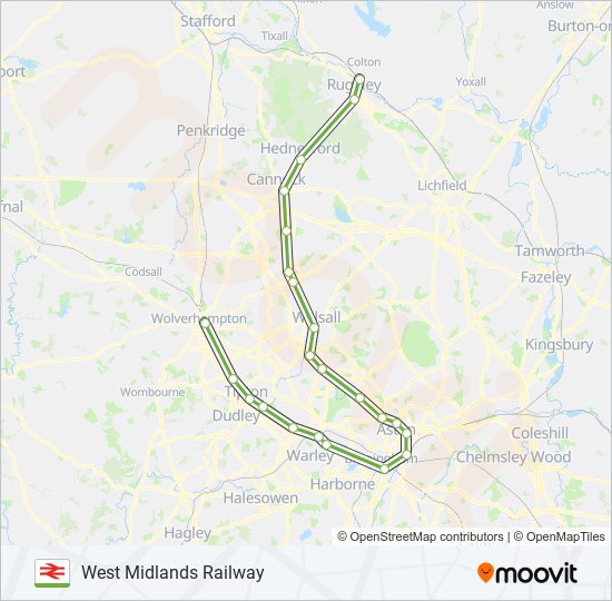 west midlands railway Route: Schedules, Stops & Maps - Wolverhampton ...