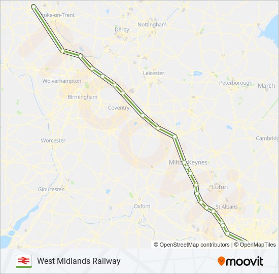 west midlands railway Route: Schedules, Stops & Maps - London Euston ...