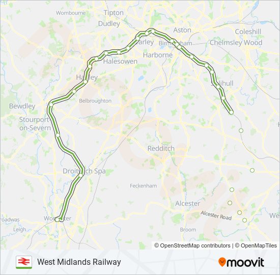 west midlands railway Route: Schedules, Stops & Maps - Worcester ...