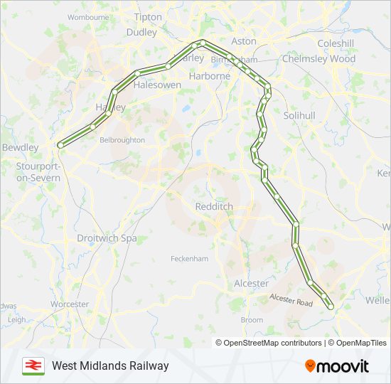 west midlands railway Route: Schedules, Stops & Maps - Kidderminster ...