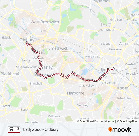 13 Route: Schedules, Stops & Maps - Oldbury (Updated)