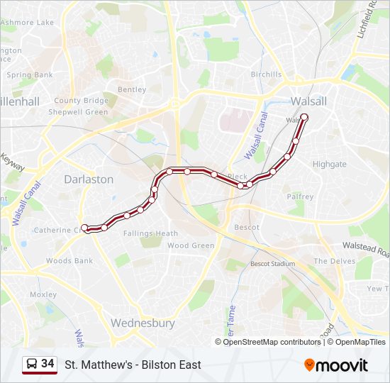 34 Route: Schedules, Stops & Maps - Darlaston (Updated)