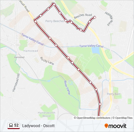 52 Route: Schedules, Stops & Maps - Perry Barr (Updated)