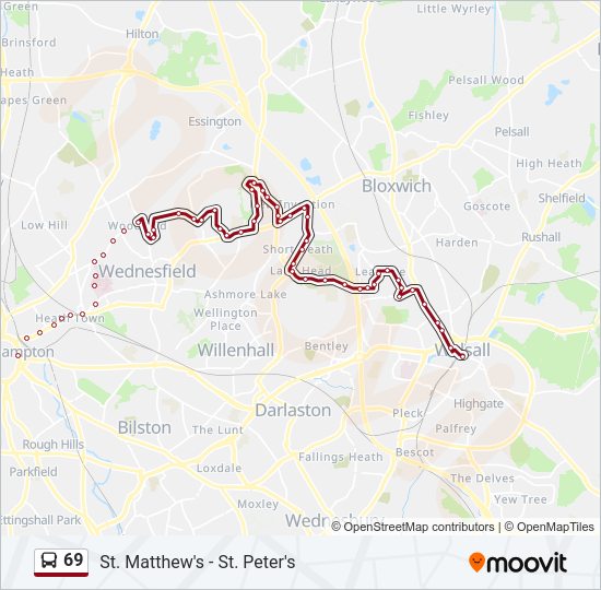69 Route: Schedules, Stops & Maps - Walsall (Updated)