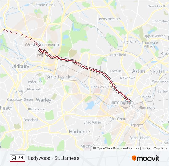 74 Route: Schedules, Stops & Maps - Colmore Circus (Updated)