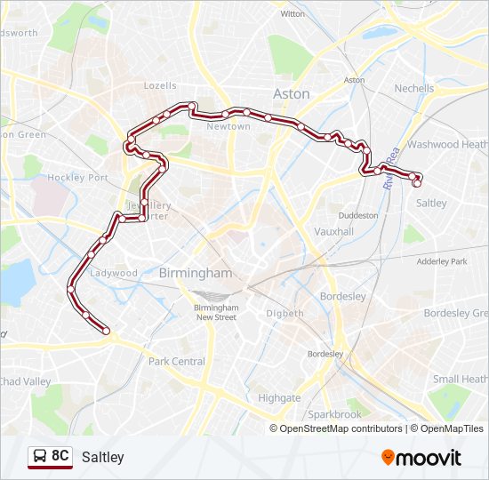 8c Route: Schedules, Stops & Maps - Saltley (Updated)