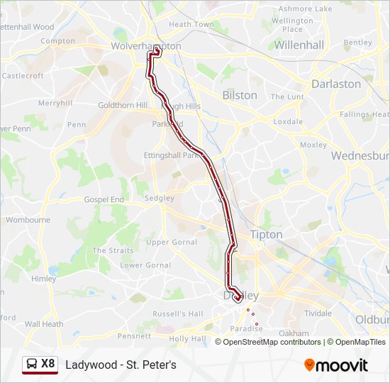 X8 Route: Schedules, Stops & Maps - Wolverhampton Bus Station (Updated)
