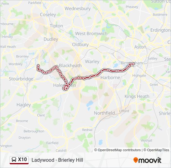 X10 Route: Schedules, Stops & Maps - Merry Hill Bus Station (Updated)