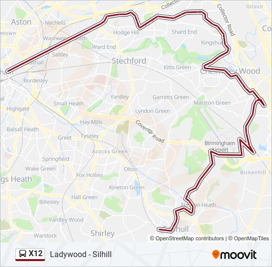 x12 Route: Schedules, Stops & Maps - Birmingham (Updated)