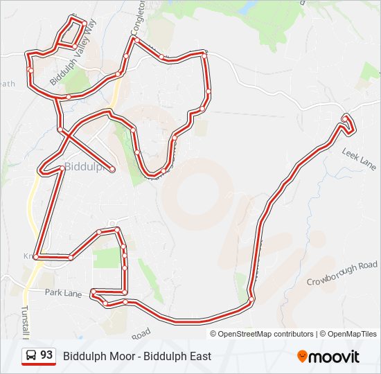 93 Route: Schedules, Stops & Maps - Biddulph Moor (Updated)