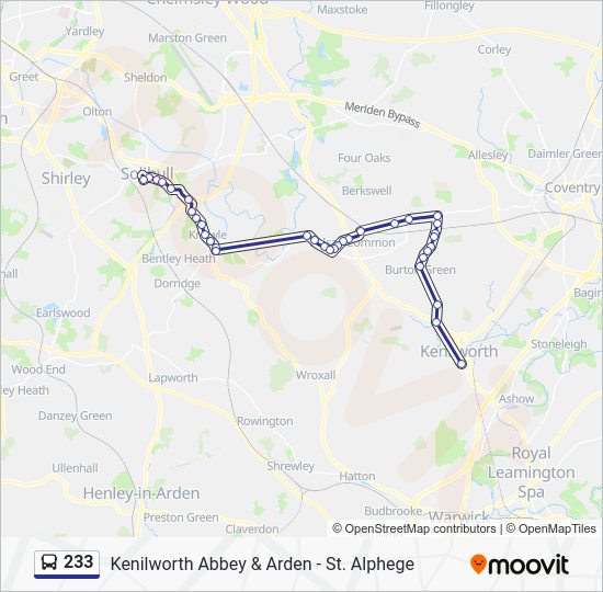 233 Route: Schedules, Stops & Maps - Solihull-Mellsquare (Updated)