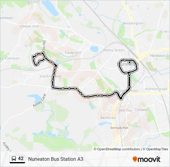 42 Route: Schedules, Stops & Maps - Nuneaton Bus Station A3 (Updated)