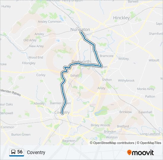 56 Route: Schedules, Stops & Maps - Coventry (Updated)