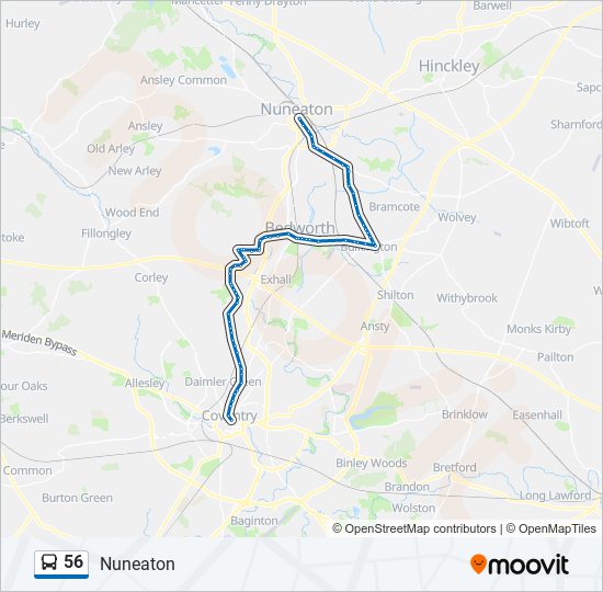 56 Route: Schedules, Stops & Maps - Nuneaton (Updated)