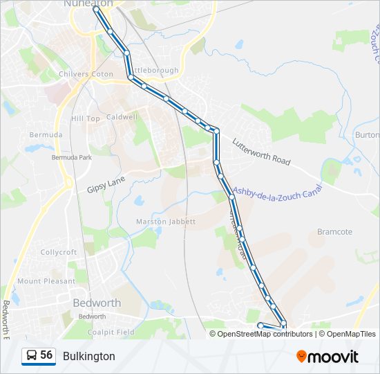 56 Route: Schedules, Stops & Maps - Bulkington (Updated)