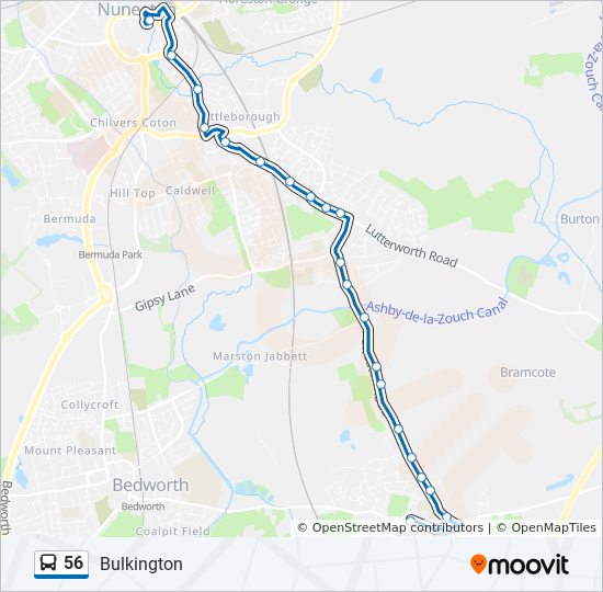 56 Route: Schedules, Stops & Maps - Bulkington (Updated)