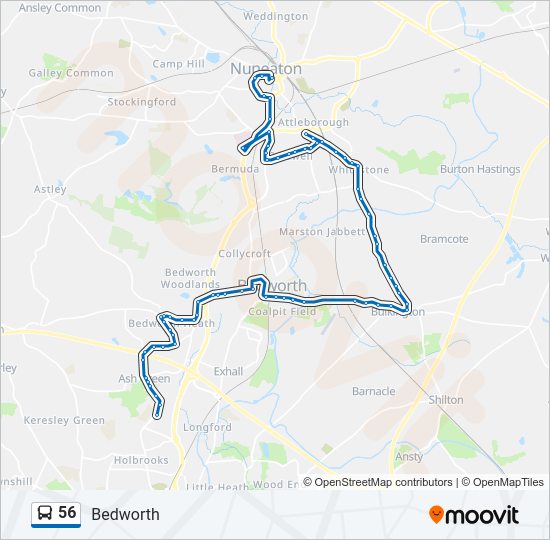 56 Route: Schedules, Stops & Maps - Bedworth (Updated)