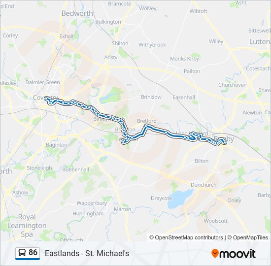 86 Route: Schedules, Stops & Maps - Rugby (Updated)