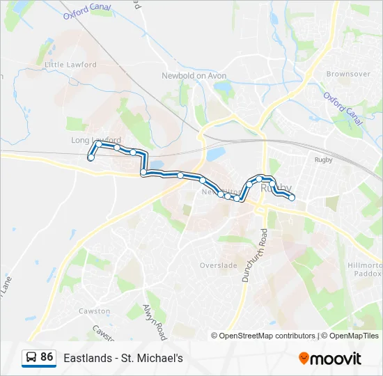 86 Route: Schedules, Stops & Maps - Long Lawford Back Lane (Updated)