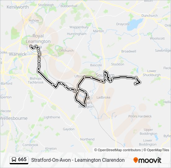 665 Route: Schedules, Stops & Maps - Napton on the Hill Crown (Updated)