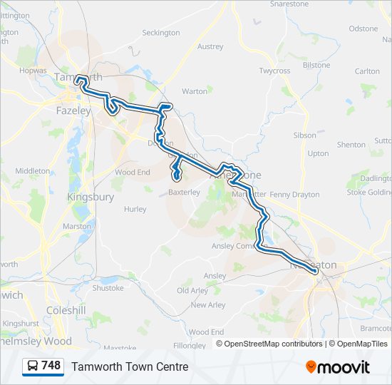 748 Route: Schedules, Stops & Maps - Tamworth Town Centre (Updated)